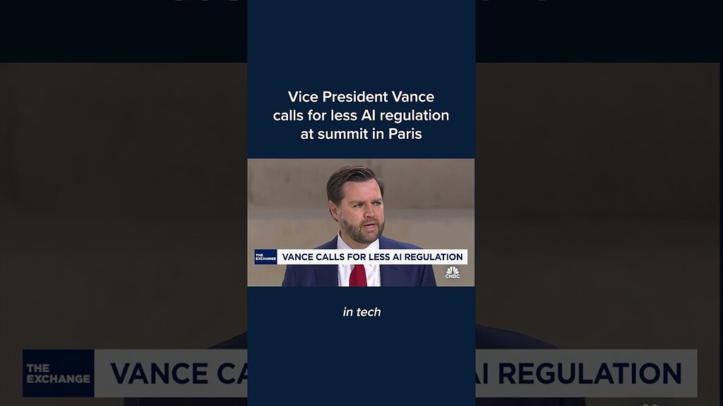 Vice President Vance calls for less AI regulation at summit in Paris ...